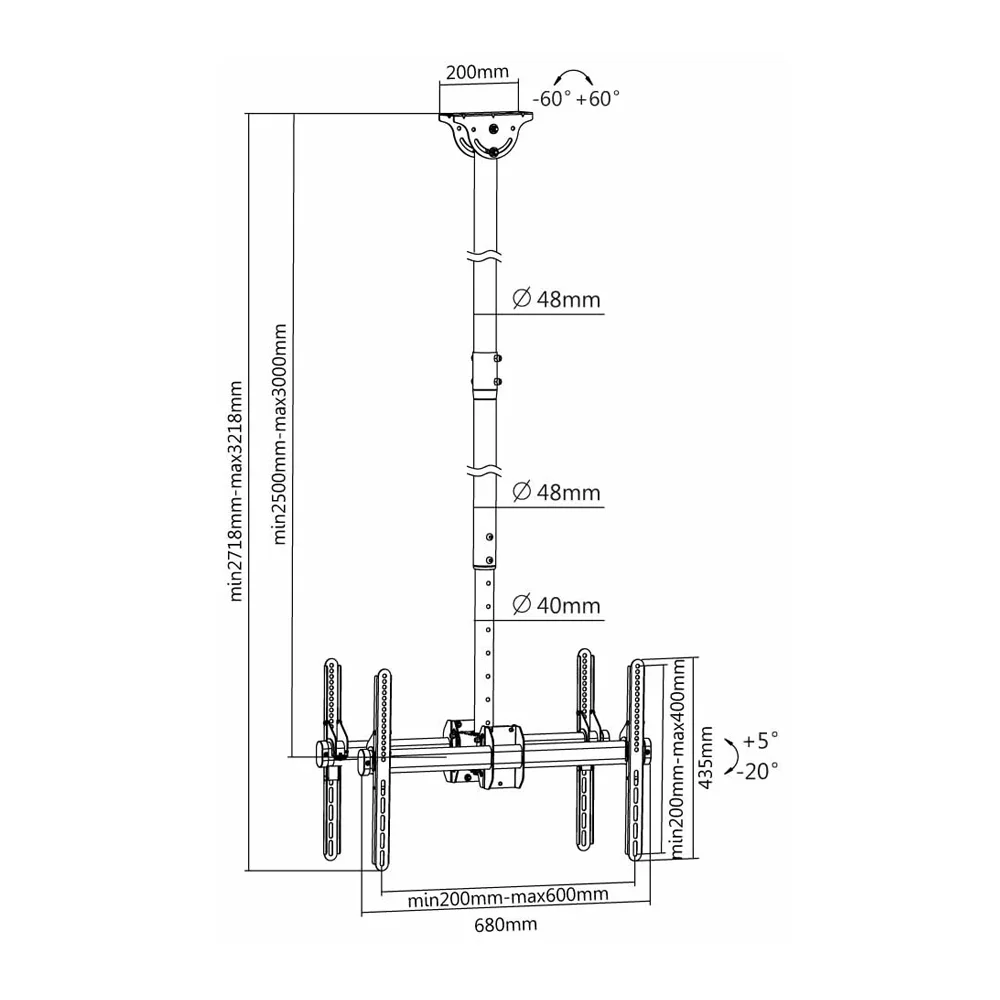 Back-To-Back Flat Panel TV Ceiling Mount